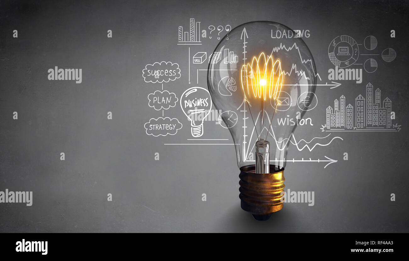 Glowing light bulb as symbol for success idea Stock Photo - Alamy