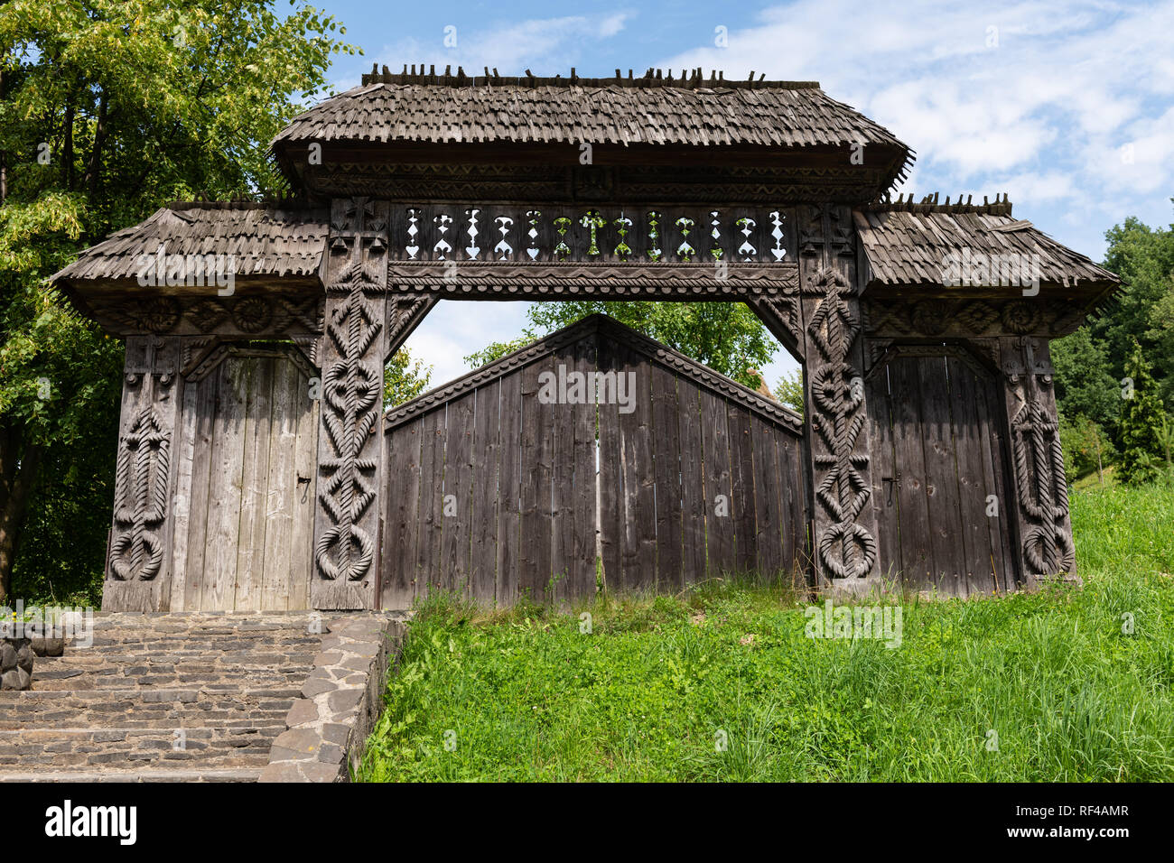 Barsana Monastery Architectural Detail - Traditional Wooden Carved Gate ...