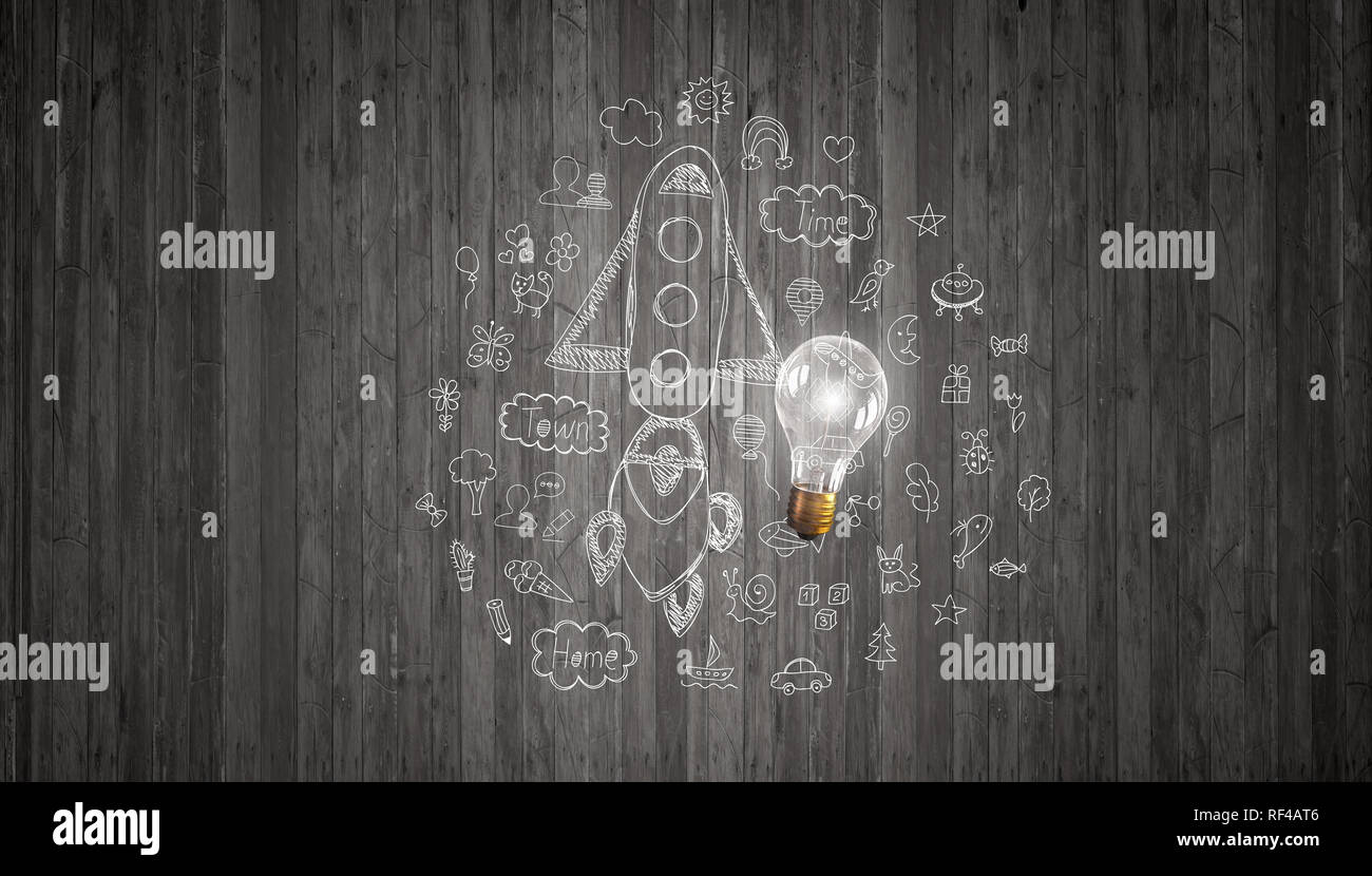 Concrete wall and business strategy drawn ideas Stock Photo - Alamy