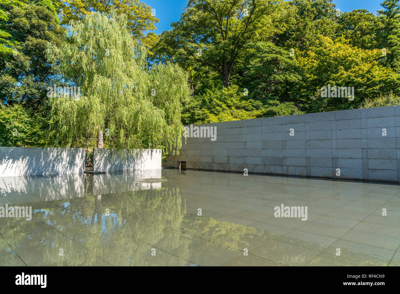 Kanazawa, Ishikawa Japan - August 22, 2018 : Mirror lake at D.T. Suzuki ...