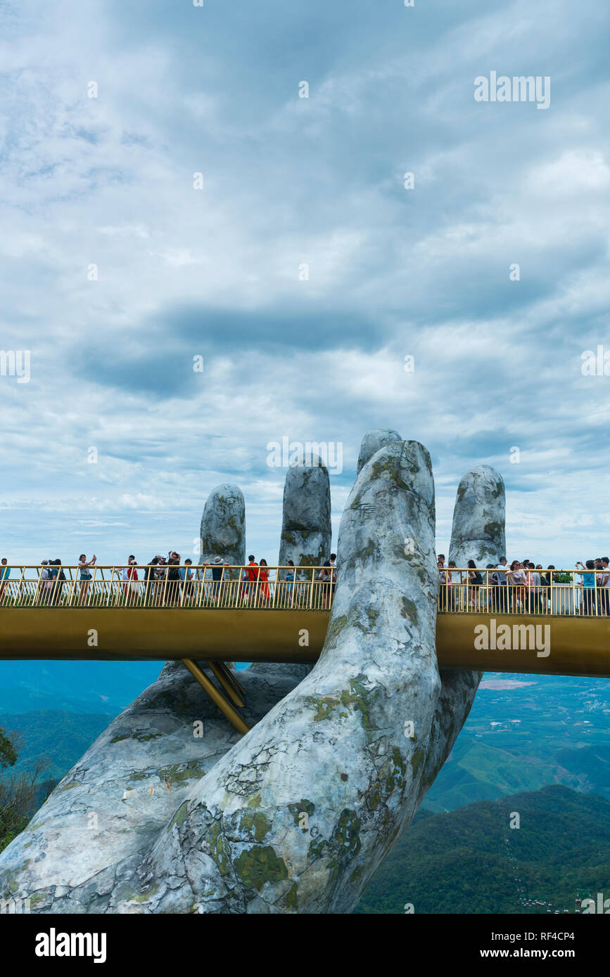 Golden Bridge, Sun World Ba Na Hills, Danang, Vietnam, Asia Stock Photo ...
