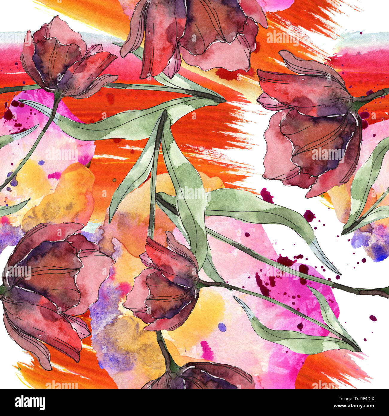 Red and burgundy botanical flower. Wild spring leaf isolated ...