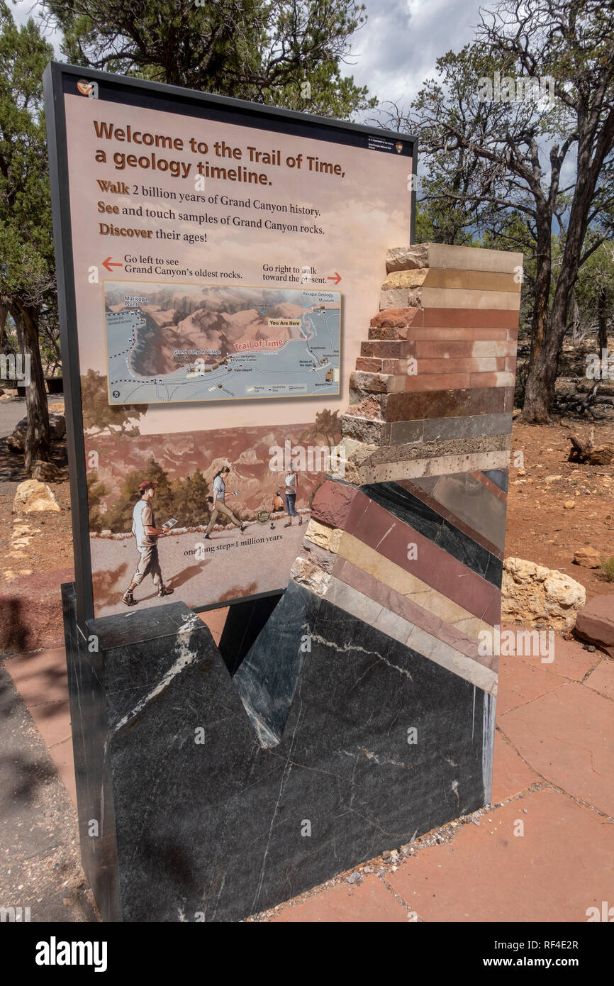 A section showing the Trail of Time, Grand Canyon South Rim, Arizona ...