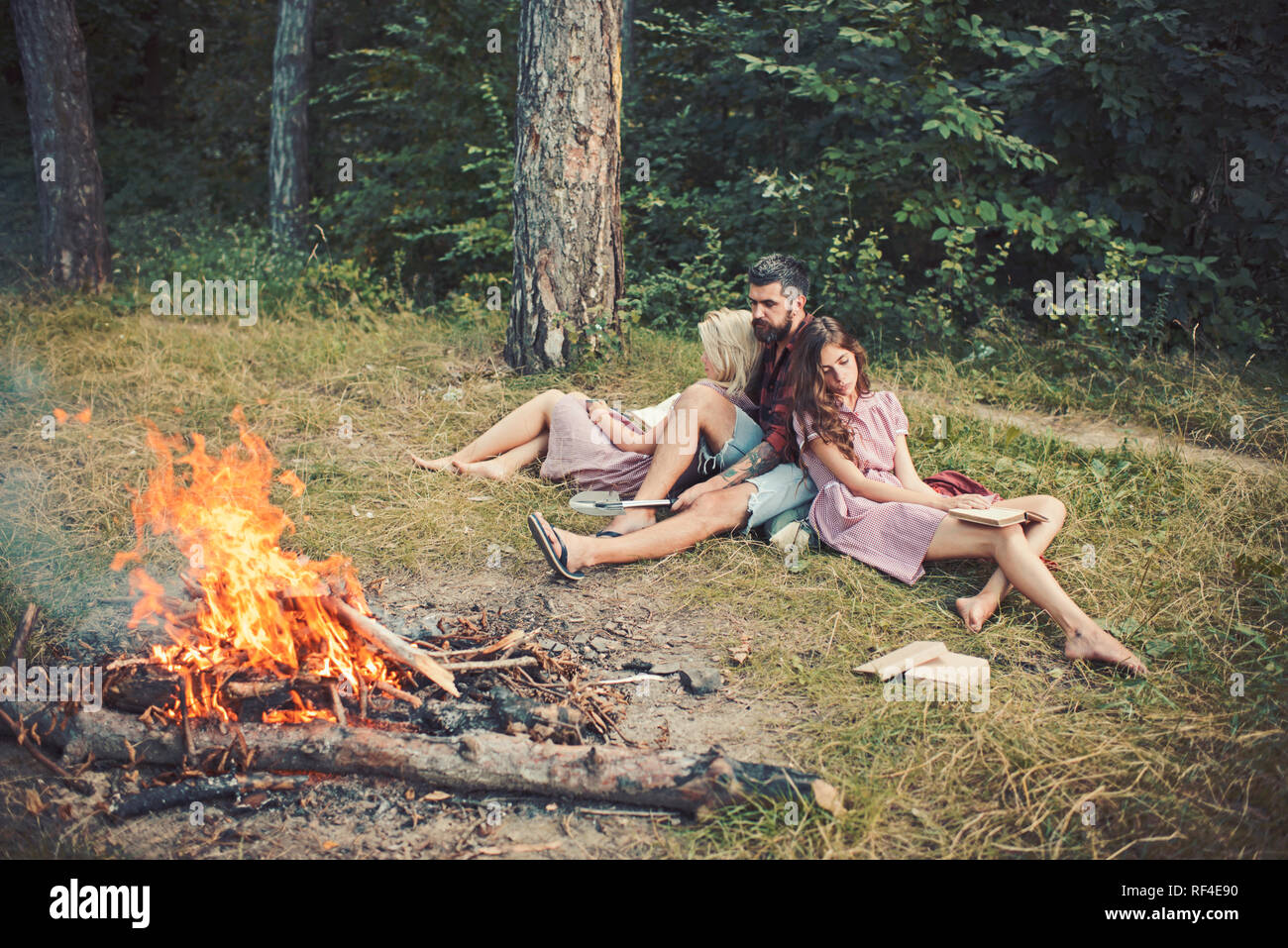 Camp fire girls hiking hi-res stock photography and images - Alamy