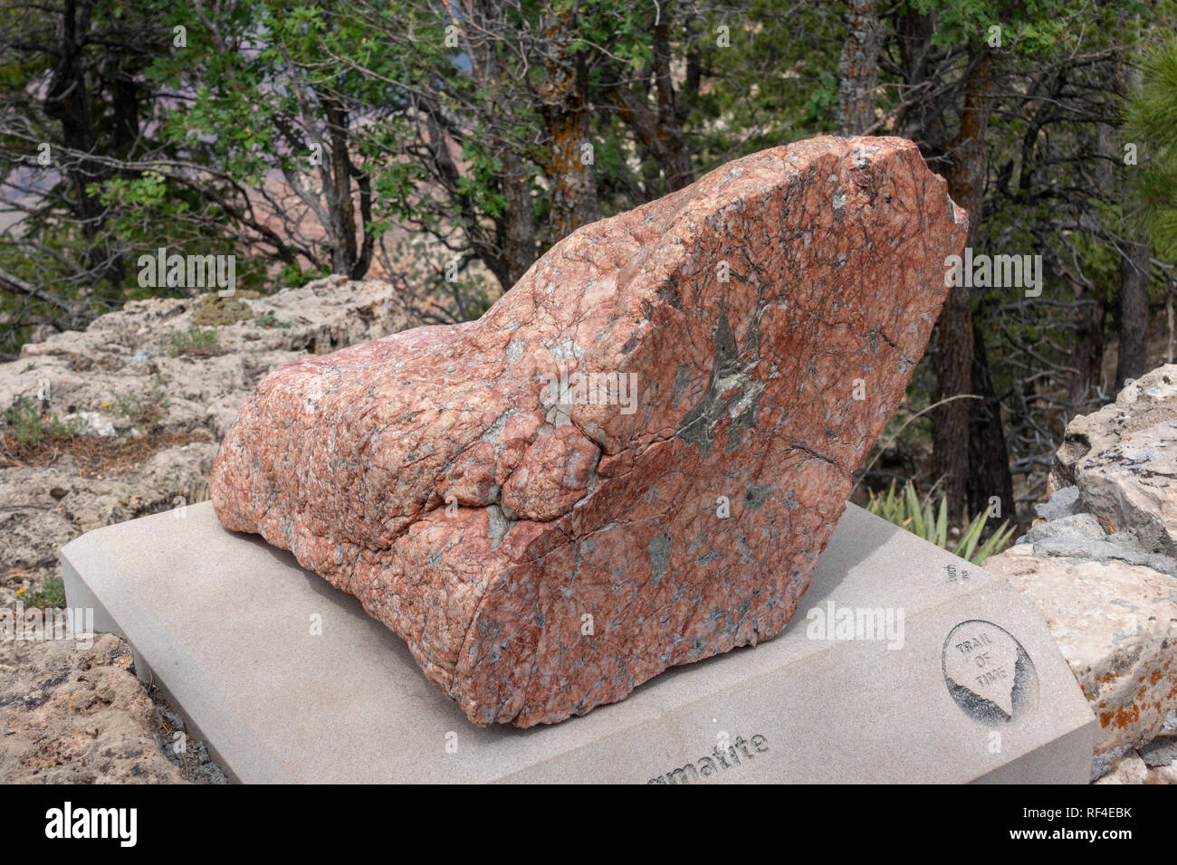 A section of cremation pegmatite on the Trail of Time, Grand Canyon ...