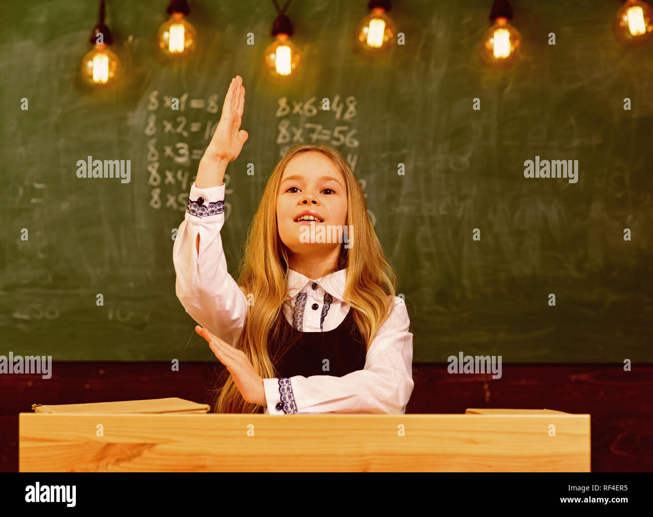 answer. i know the answer. answer to any question. girl hold raised ...