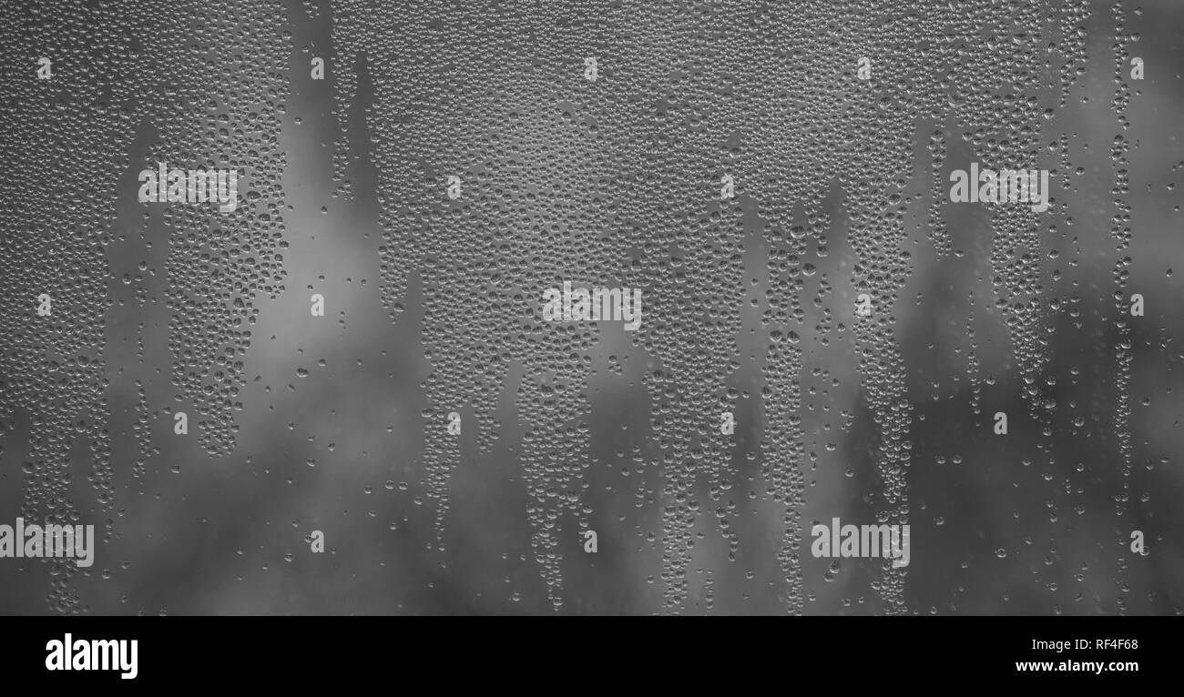 Misted glass window water drops Black and White Stock Photos & Images ...