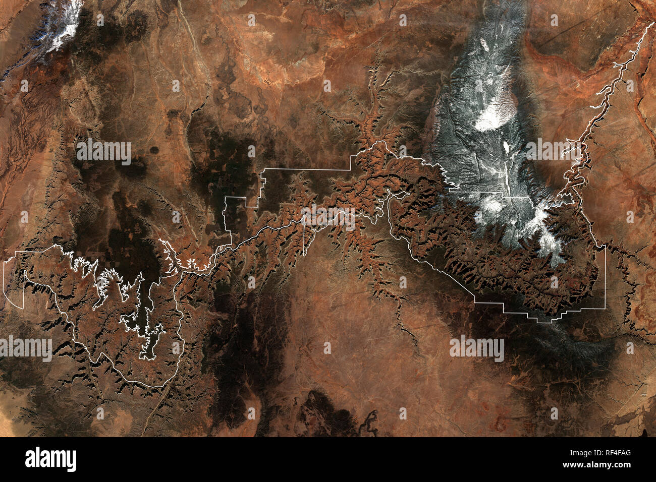 High resolution satellite image of Grand Canyon national park with ...