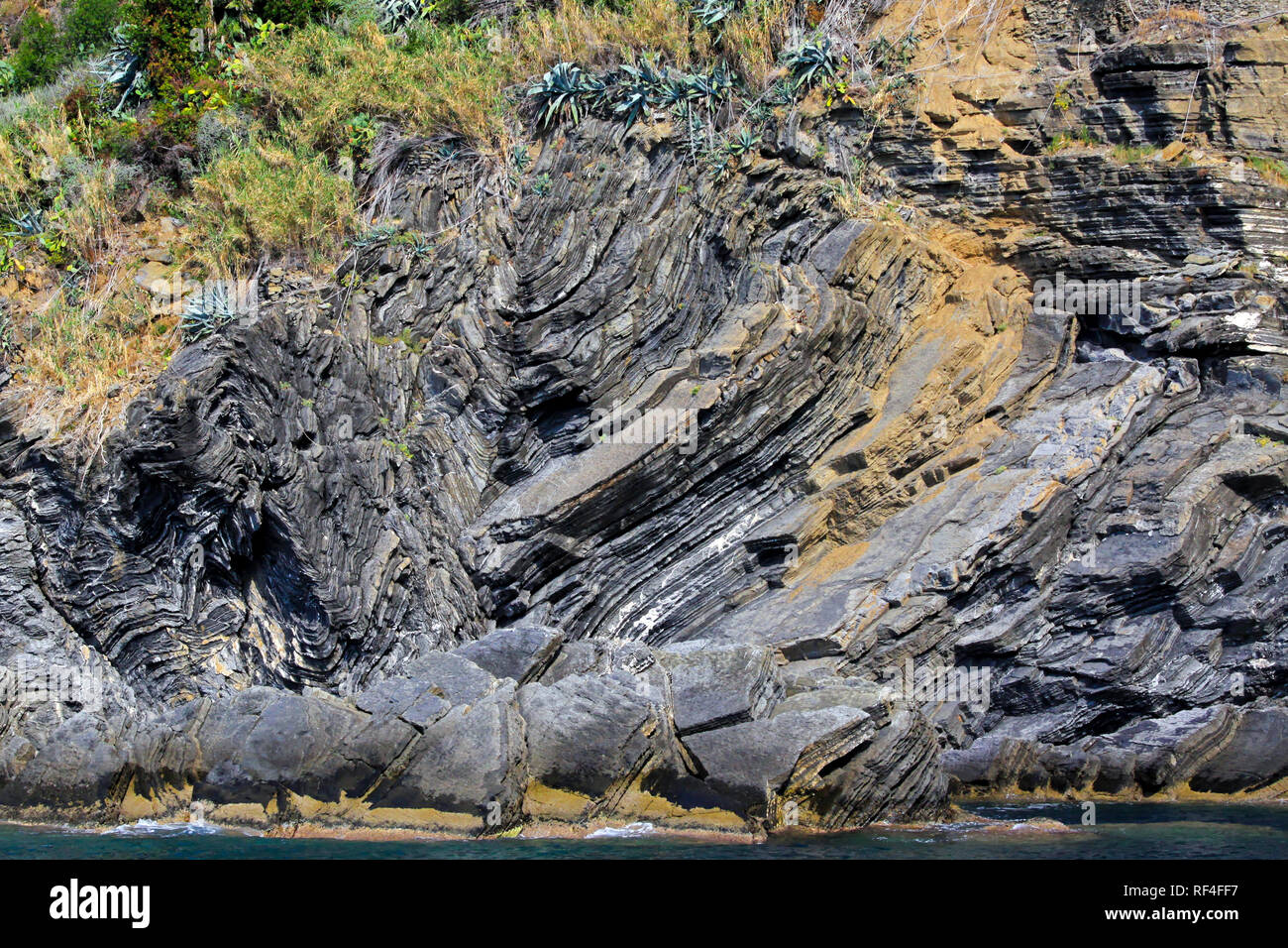 Very old geological stone section at seaside Stock Photo - Alamy