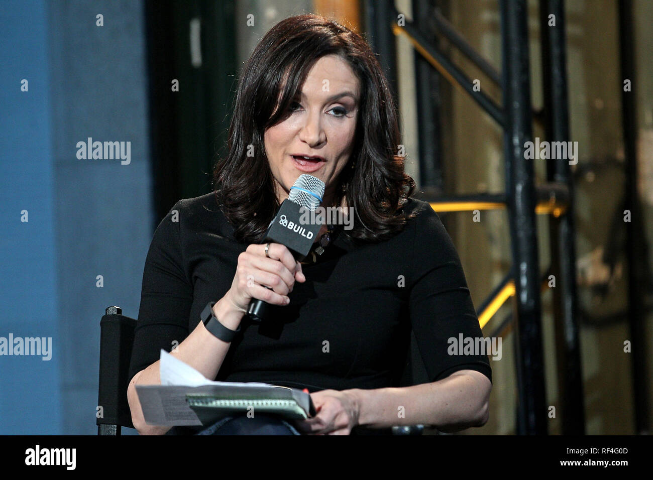 New York, USA. 09 Mar, 2015. Moderator, Michelle Caruso Cabrera visits ...
