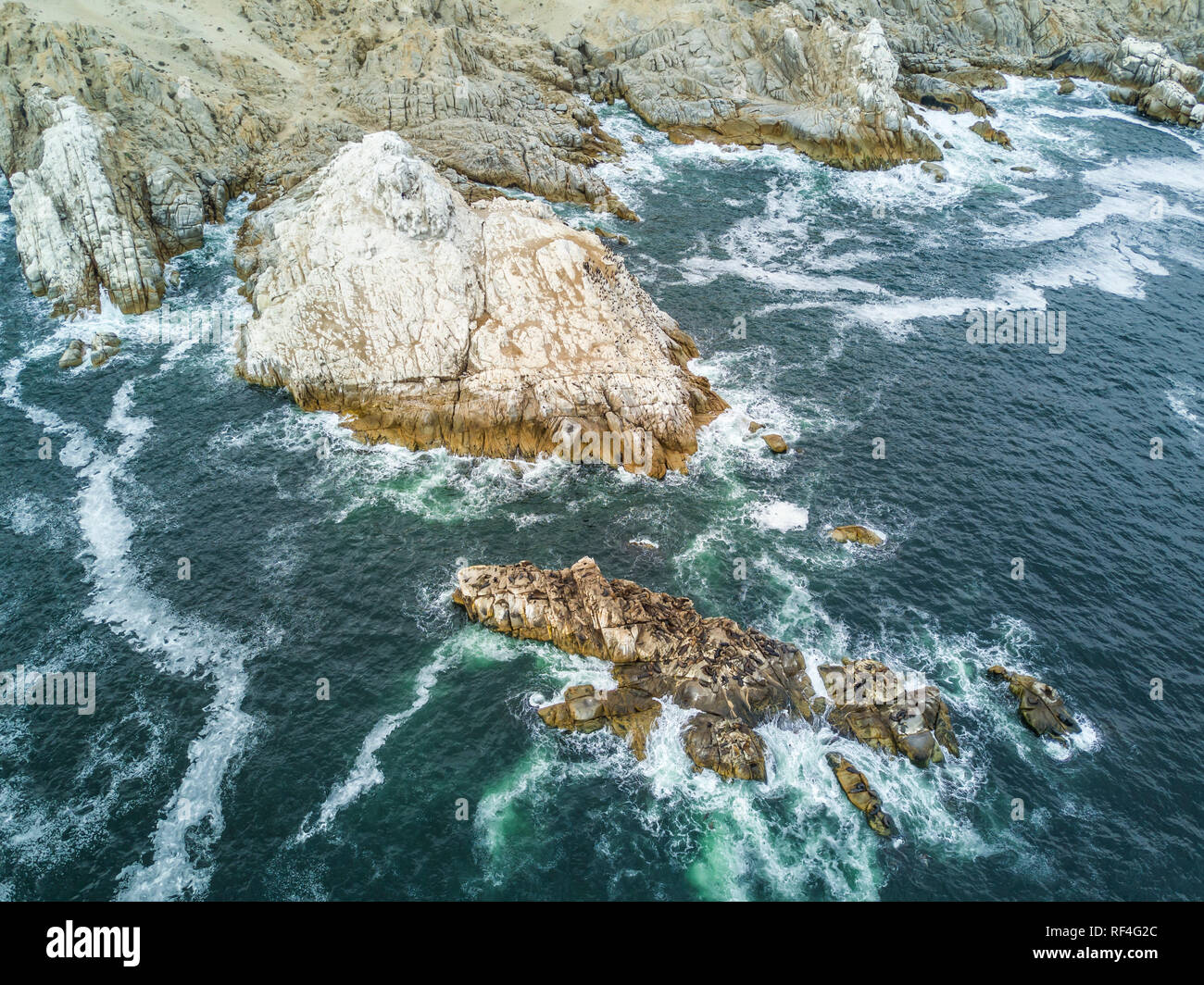 Amazing aerial view of Atacama Desert rugged coastline. An striking ...
