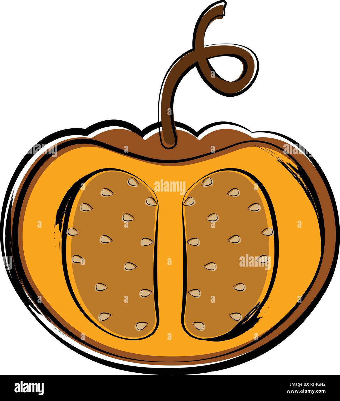 Isolated sketch of a cut pumpkin Stock Vector Image & Art - Alamy