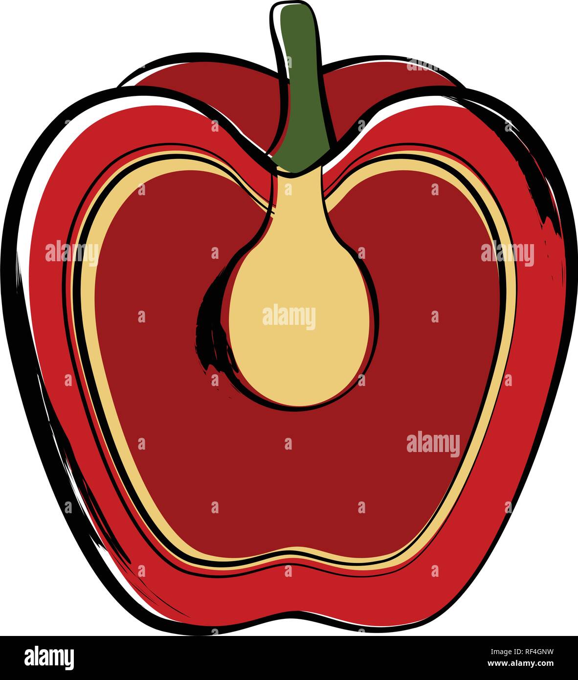 Isolated sketch of a cut pepper Stock Vector Image & Art - Alamy