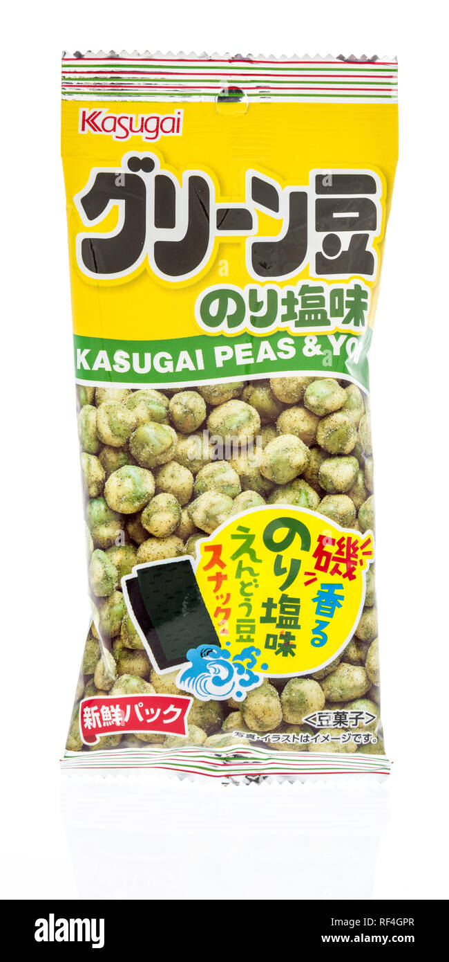 Winneconne, WI - 20 January 2019: A package of Kasugai seaweed roasted ...