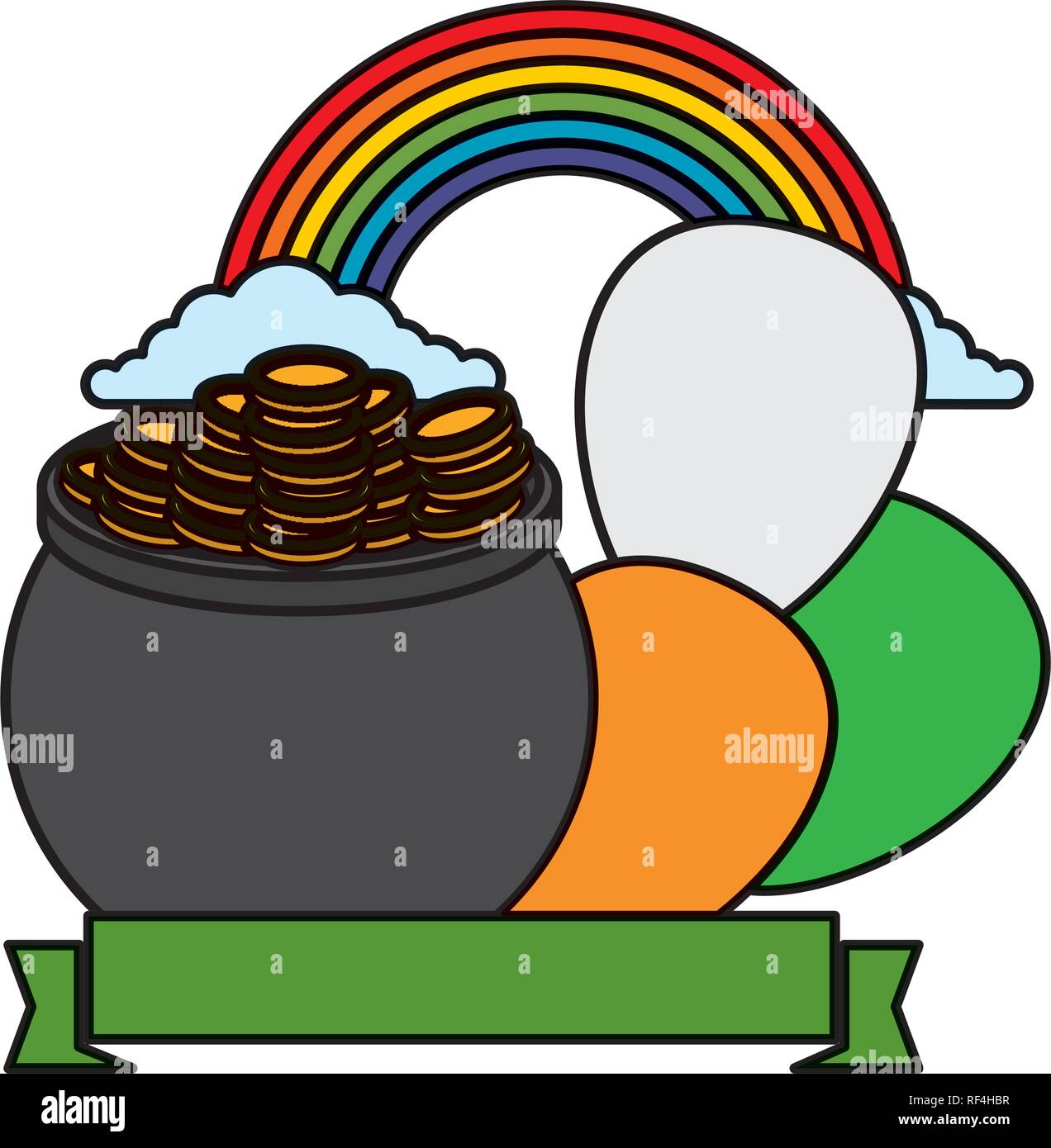 cauldron with coins and rainbow Stock Vector Image & Art - Alamy