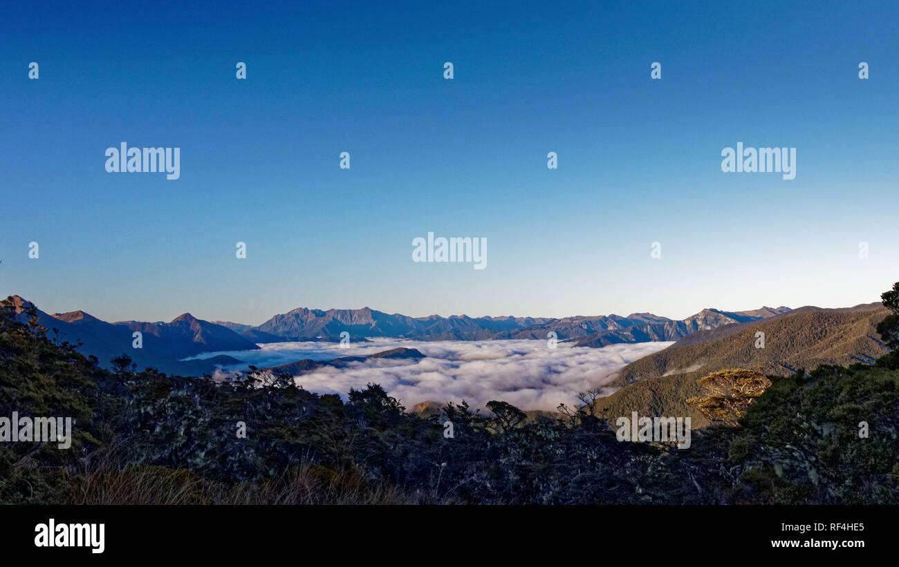 Cloud inversion over the tablelands, Kahurangi National Park, New ...