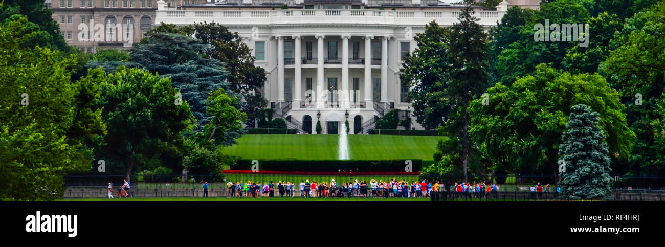 The usual crowd of tourists taking photos of the White House at the ...