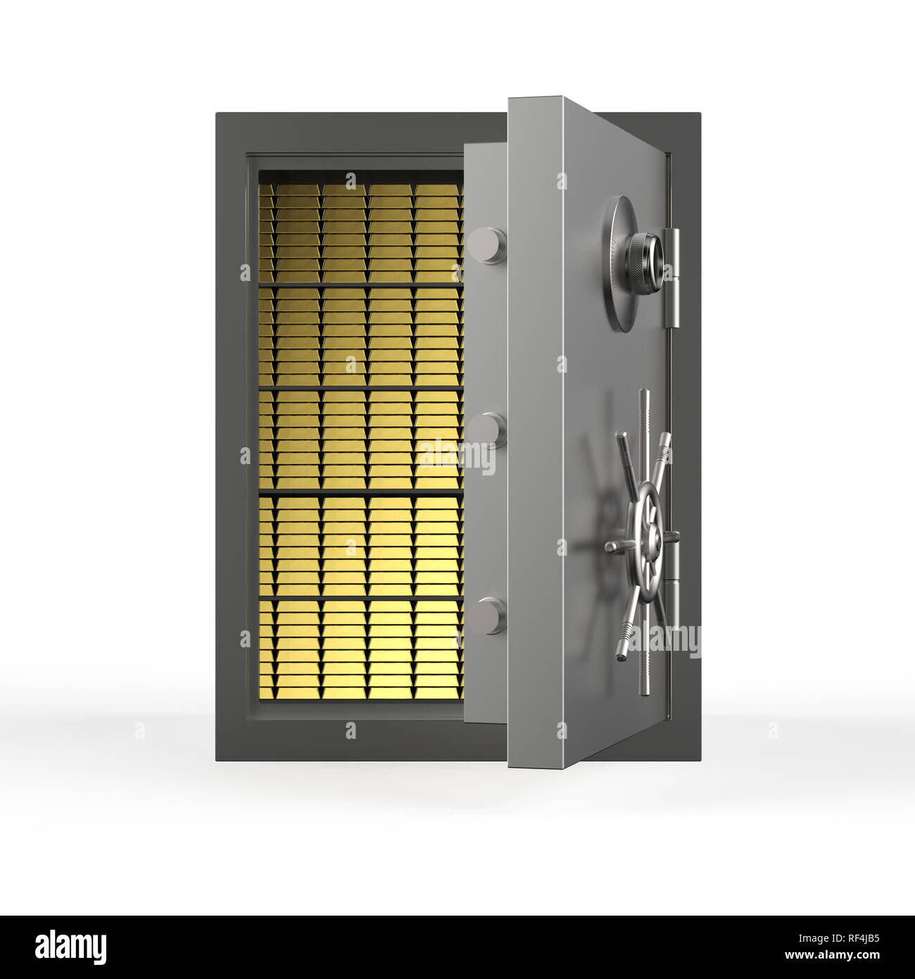 3d rendering metallic bank safe or steel safe with bullion Stock Photo ...