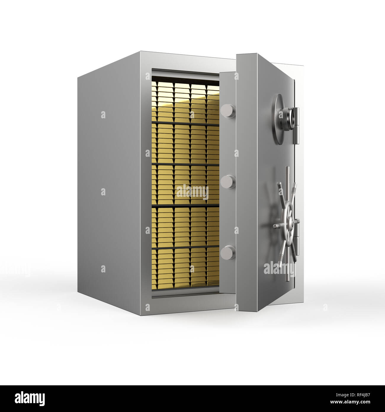 3d rendering metallic bank safe or steel safe with bullion Stock Photo ...