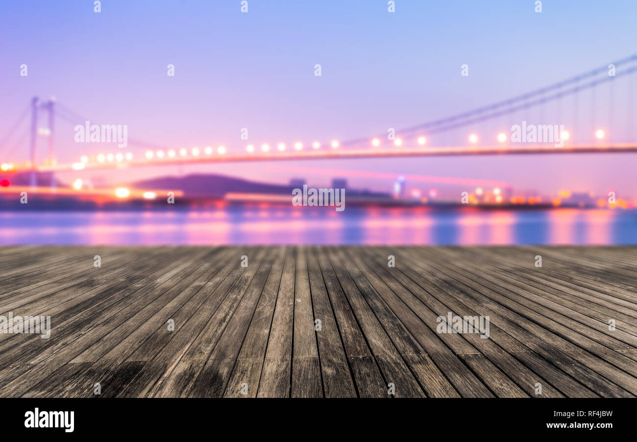 Blurred bridge lights and office buildings, shanghai china Stock Photo ...
