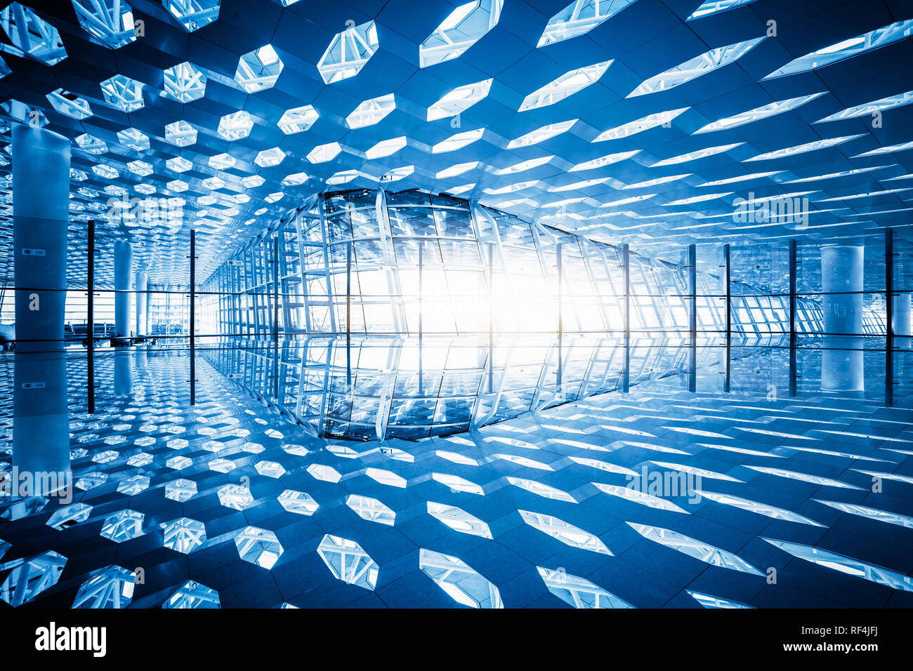 facade of modern office building, blue toned images Stock Photo - Alamy