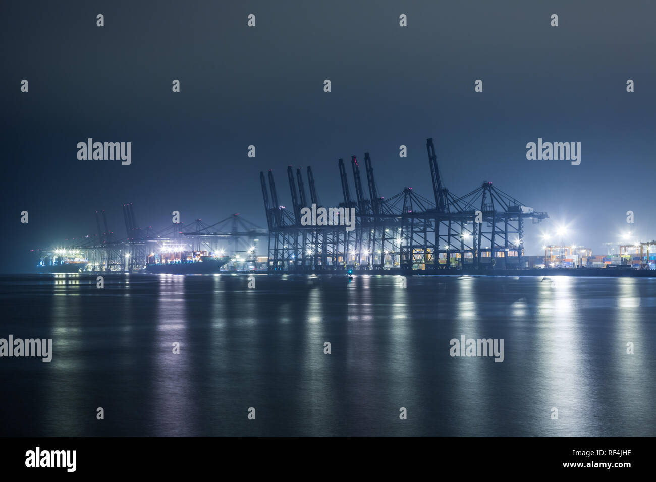 harbor in night, shanghai china Stock Photo - Alamy