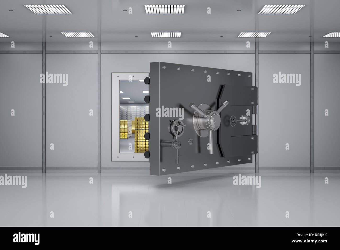 3d rendering metallic bank safe or steel safe open Stock Photo - Alamy