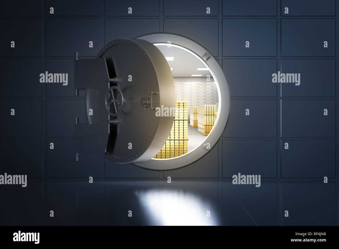 3d rendering metallic bank safe or steel safe open Stock Photo - Alamy