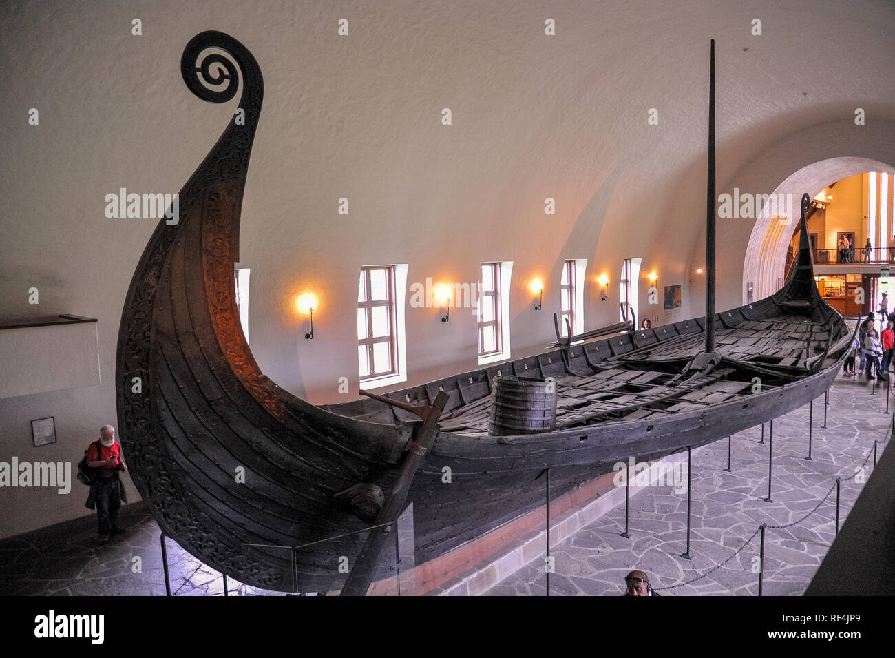 Long big viking boat drakkar ruin displaying in Viking Ship Museum of ...