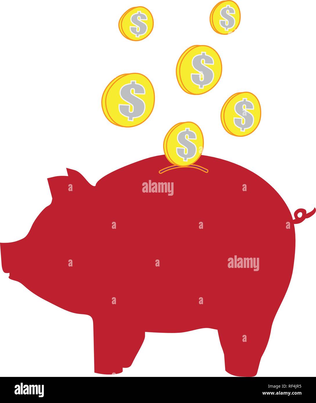 Vector of piggy bank with dollar coin drop Stock Vector Image & Art - Alamy