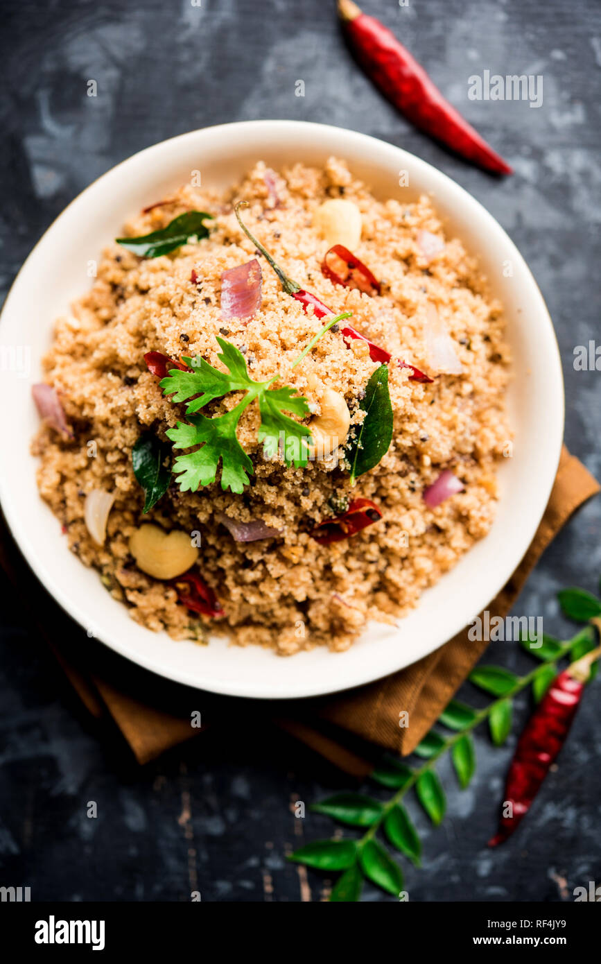 Rava Upma / Uppuma - south indian breakfast served in a bowl. selective ...