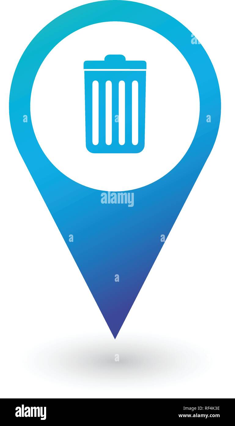 Trash can pin Map pin icon, vector illustration isolated on white Stock ...