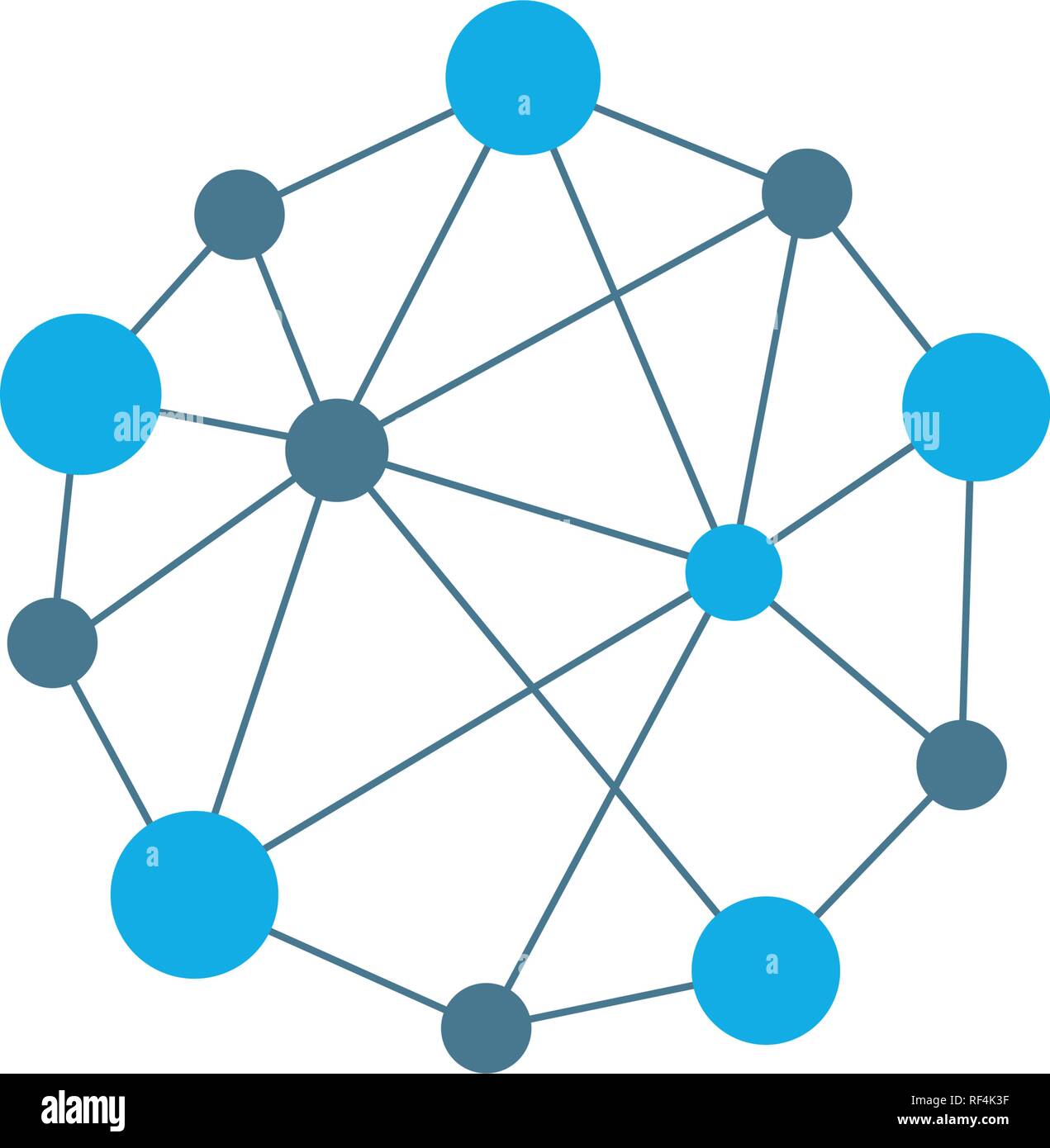 Abstract dots and circles connected with lines. Concept of operation of ...
