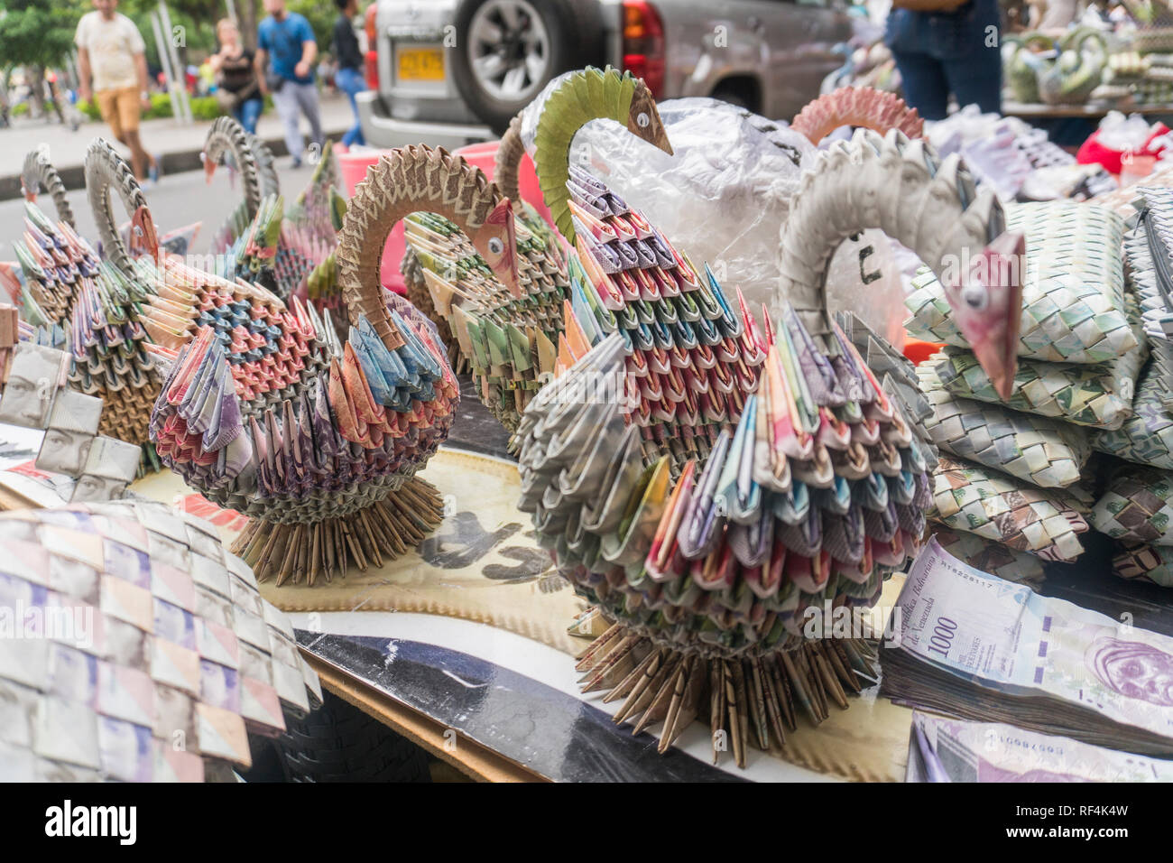 Figures or crafts made with Bolivarian tickets made by Venezuelan ...
