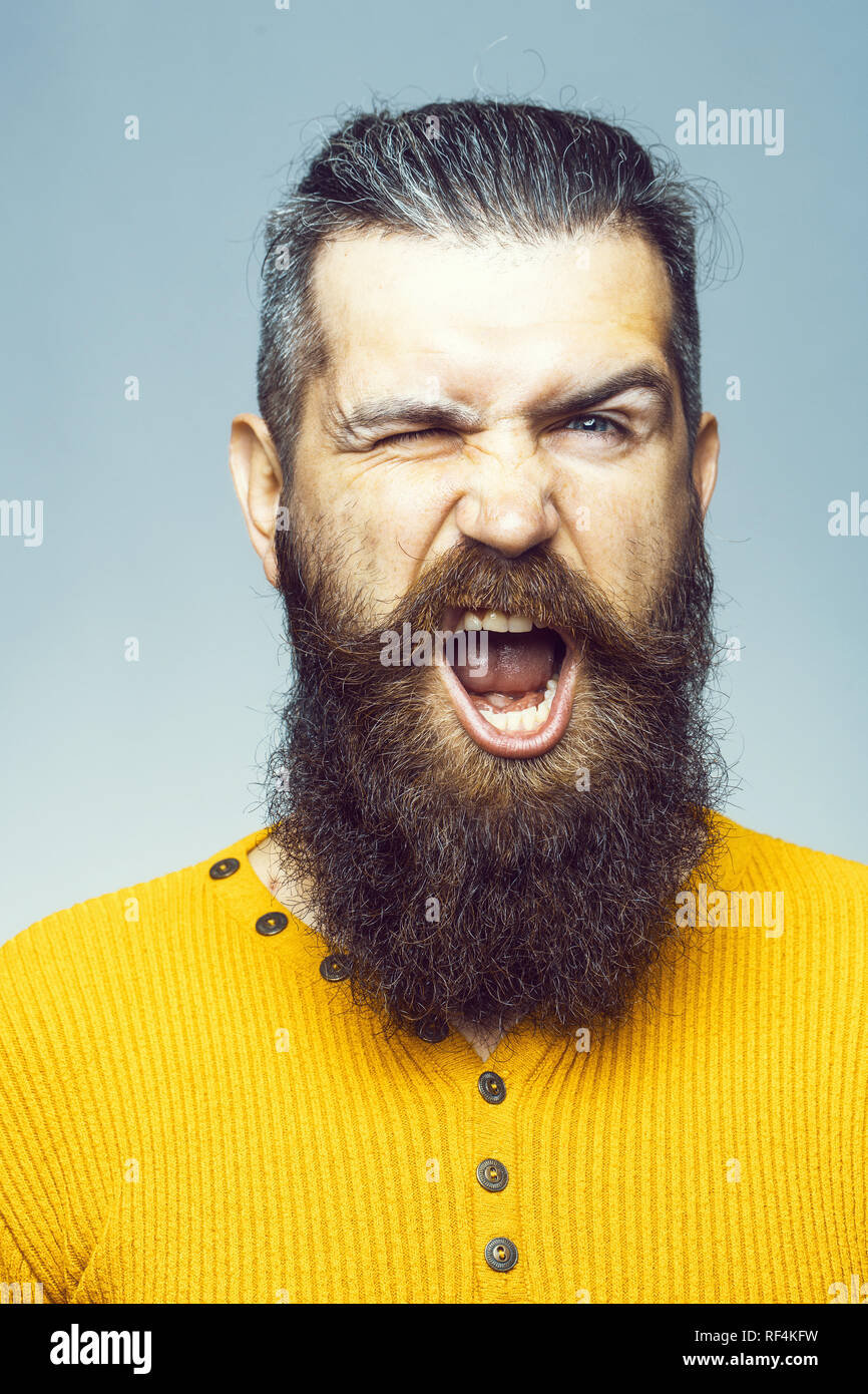 bearded shouting man Stock Photo - Alamy