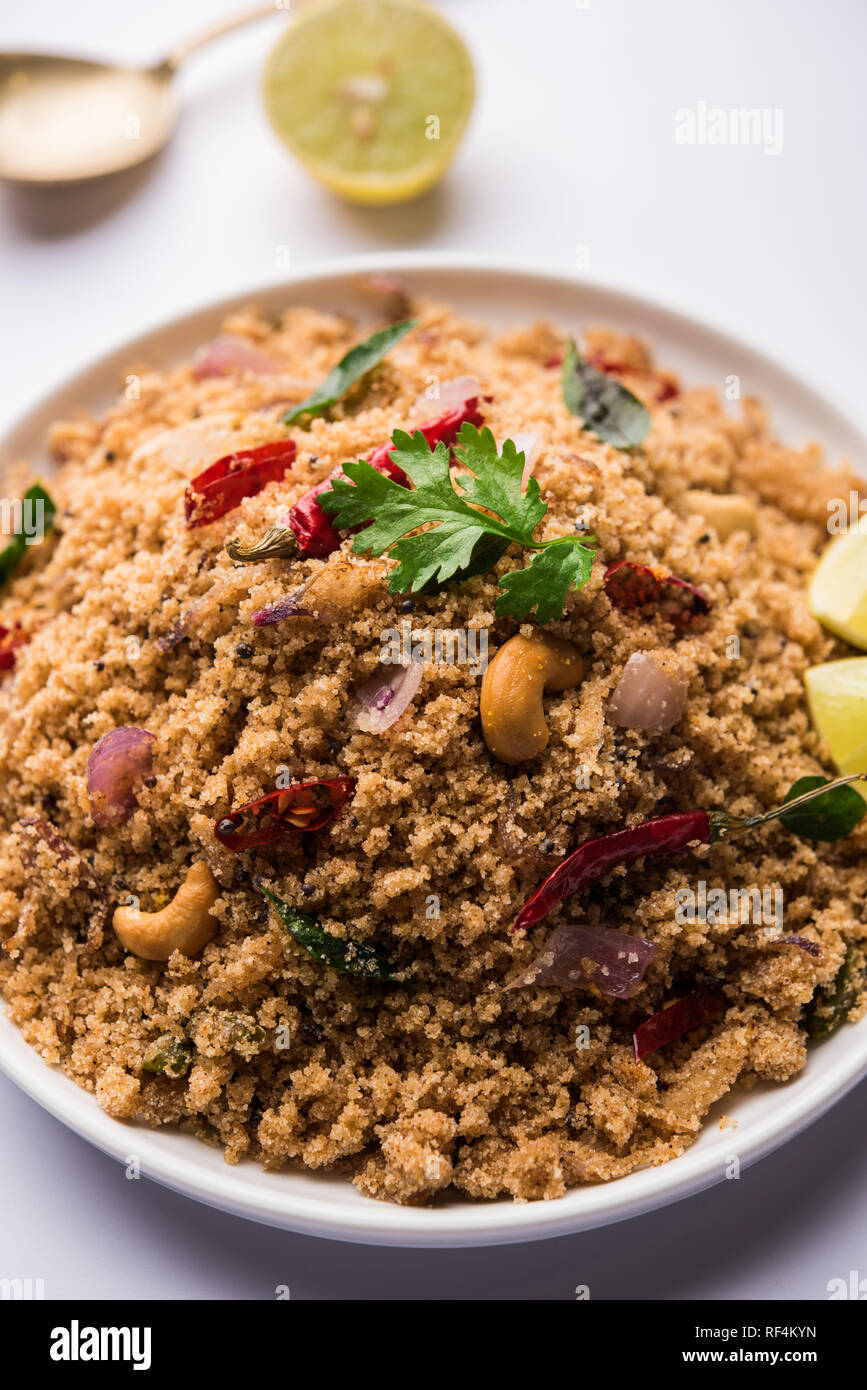 Rava Upma / Uppuma - south indian breakfast served in a bowl. selective ...