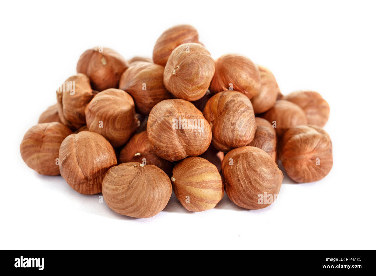 Peeled hazelnuts on a white background. Isolated hazelnut. Without ...