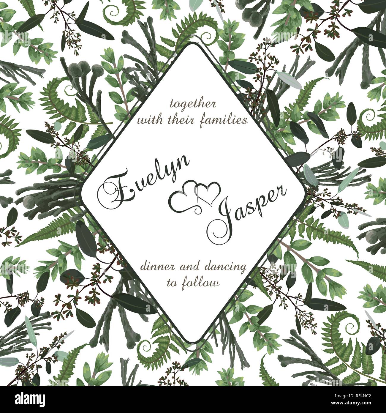 Wedding square floral invitation, invite card. Vector watercolor set ...