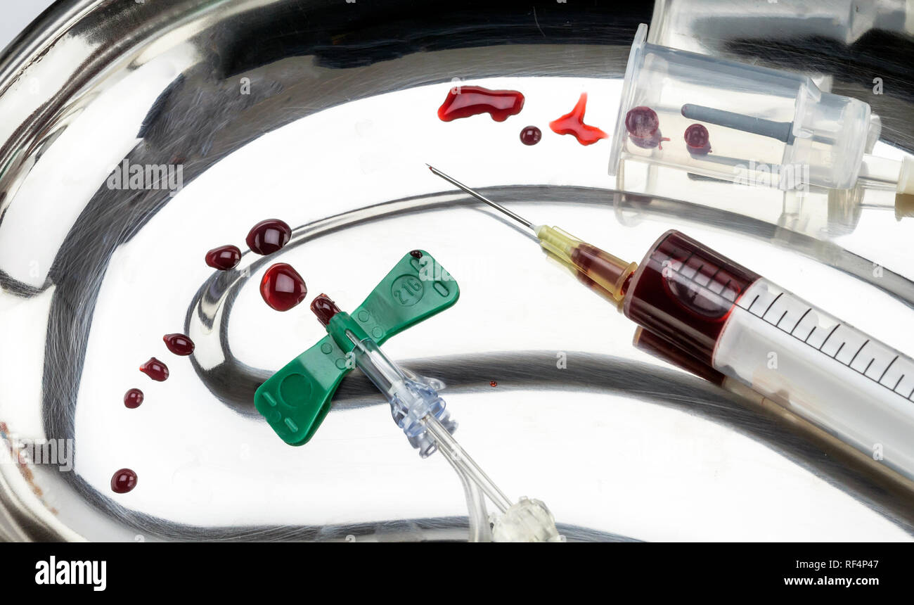 blood samples at a hospital table, conceptual image Stock Photo - Alamy
