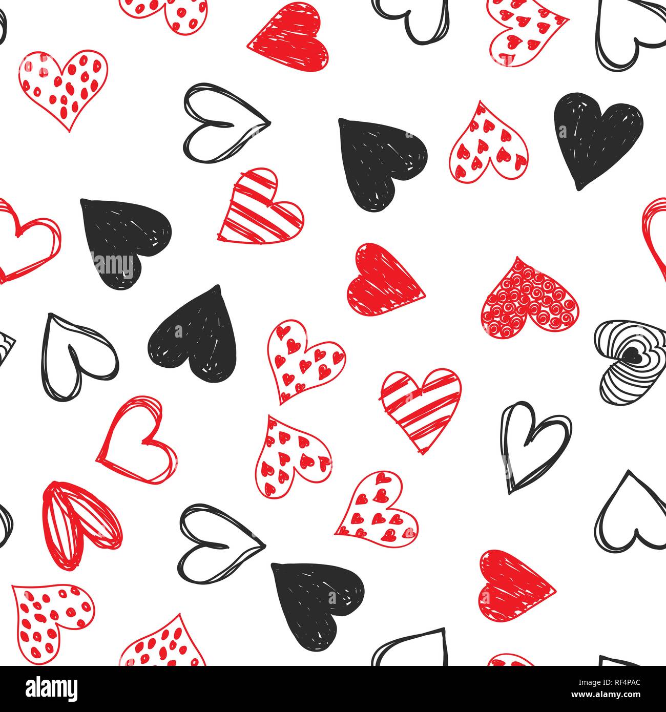 Doodle love heart Valentines Day seamless Stock Vector Image & Art - Alamy
