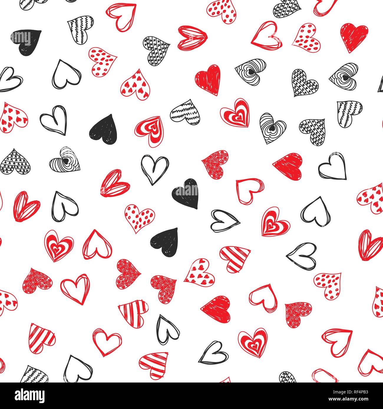 Doodle love heart Valentines Day seamless Stock Vector Image & Art - Alamy