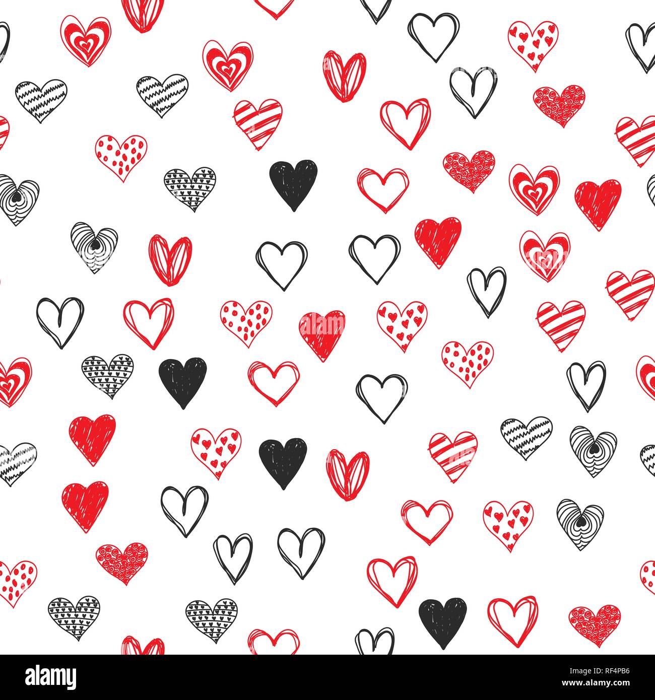 Doodle love heart Valentines Day seamless Stock Vector Image & Art - Alamy