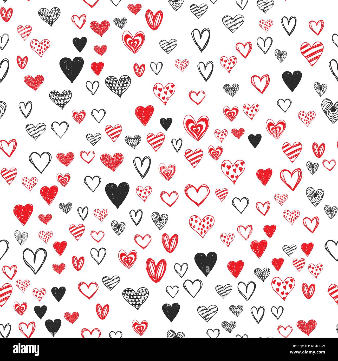 Doodle love heart Valentines Day seamless Stock Vector Image & Art - Alamy