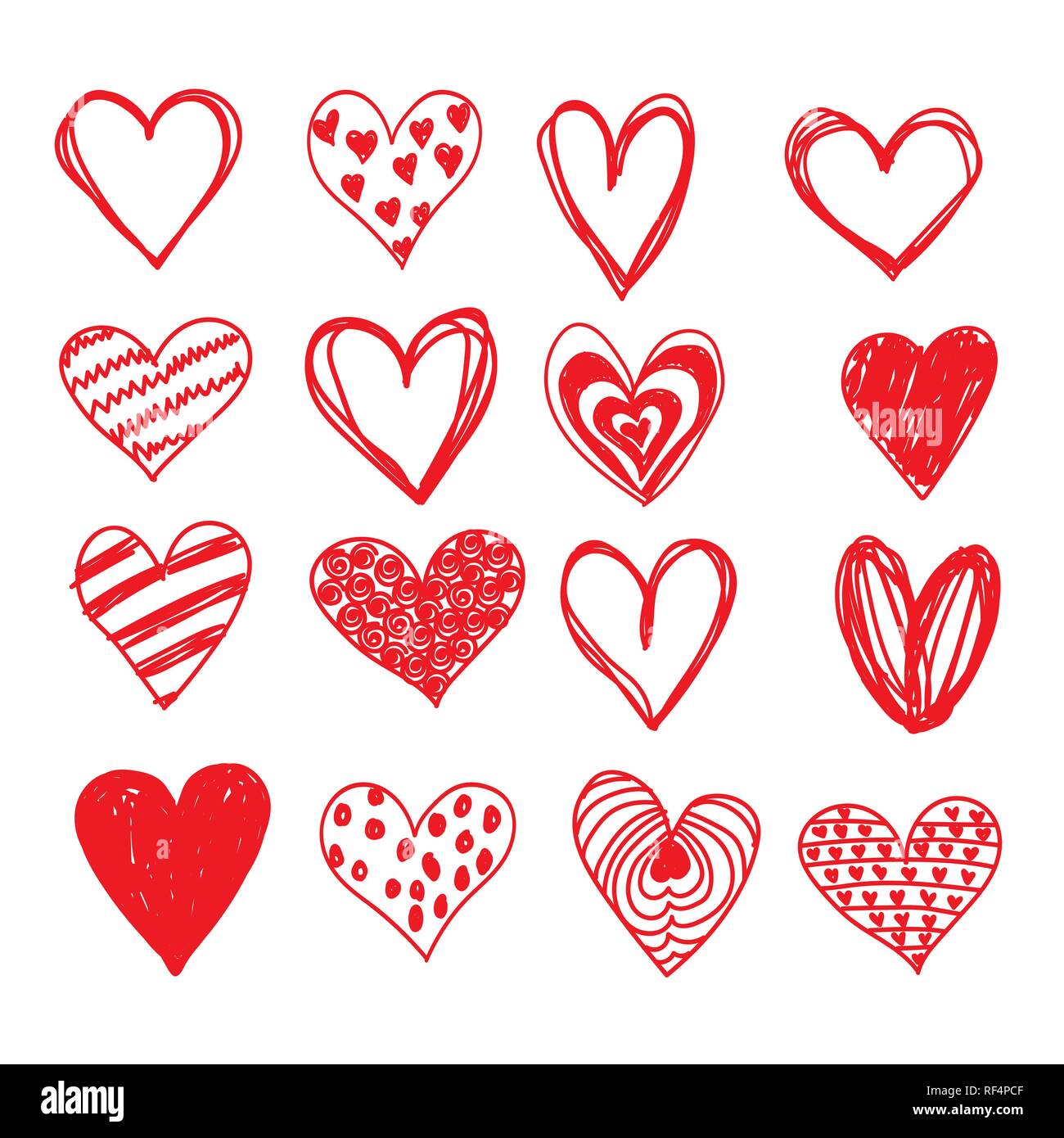 Doodle love heart Valentines Day vector set Stock Vector Image & Art ...