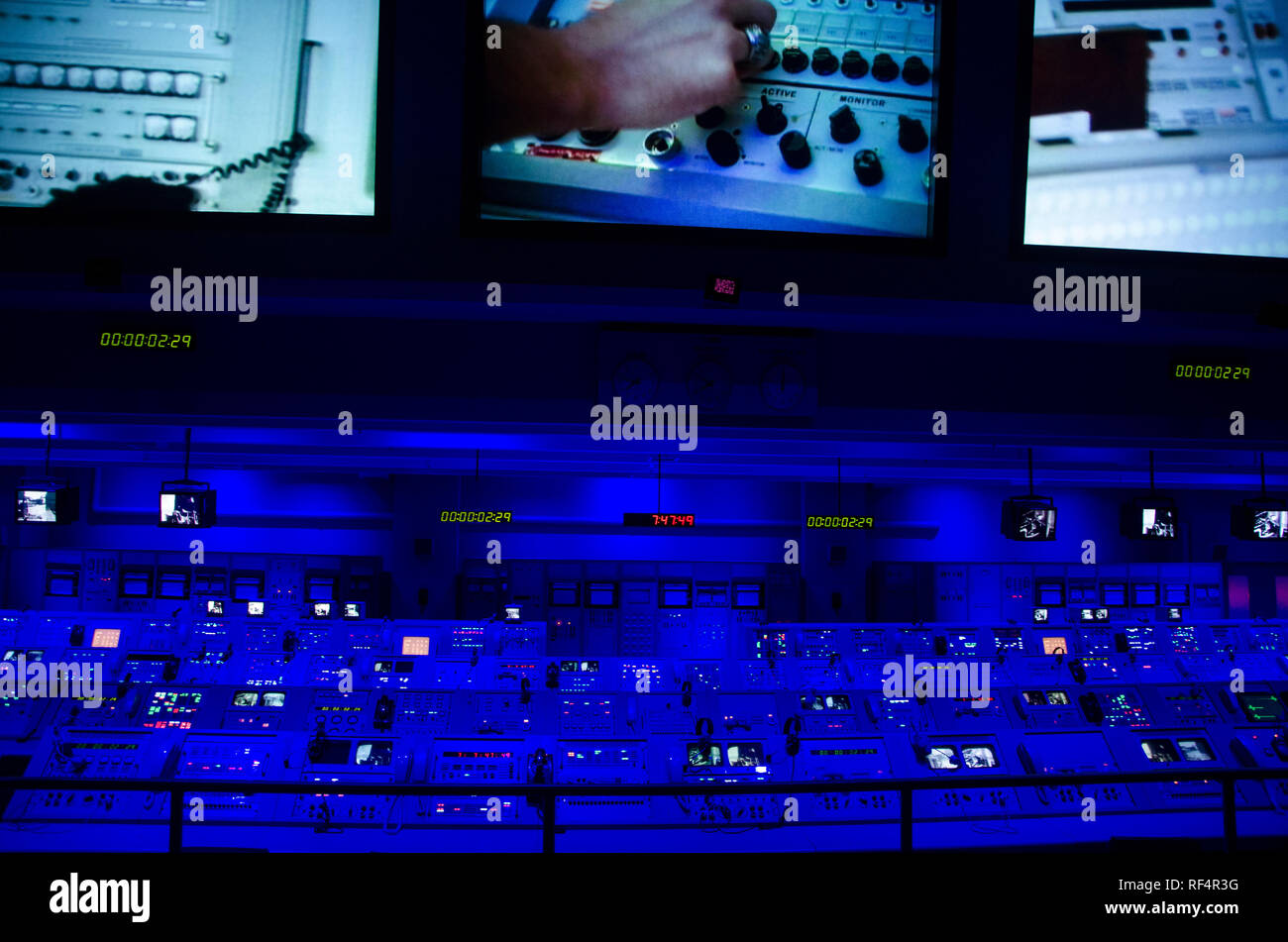 Command station for launching missiles. Space missions control center ...