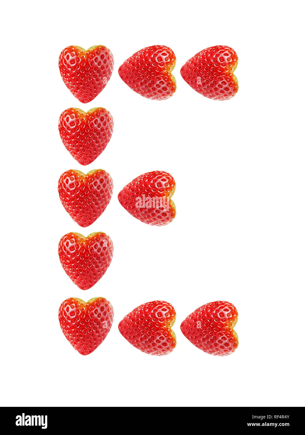 Letter "E" made of strawberries, isolated on white Stock Photo - Alamy