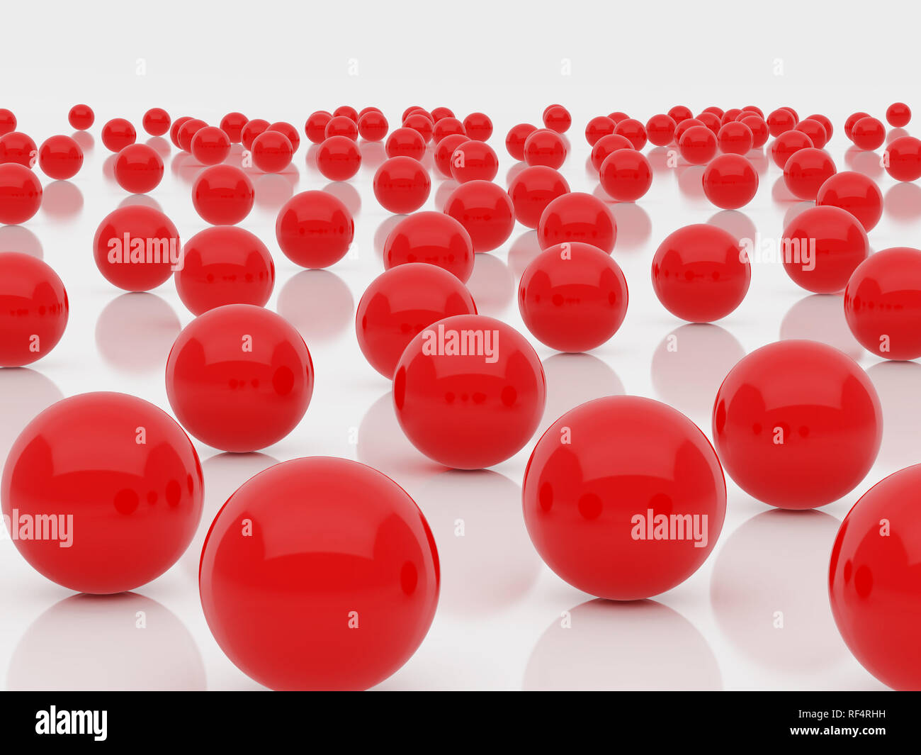 High resolution image red spheres. 3d illustration over white ...