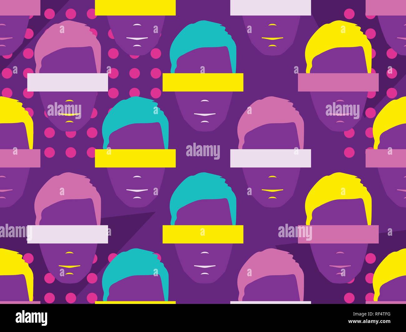 Seamless Pattern Of Male Faces With Elements Of Pop Art Style Zine Seamless Pattern Of Male Faces With Elements Of Pop Art Style Zine
