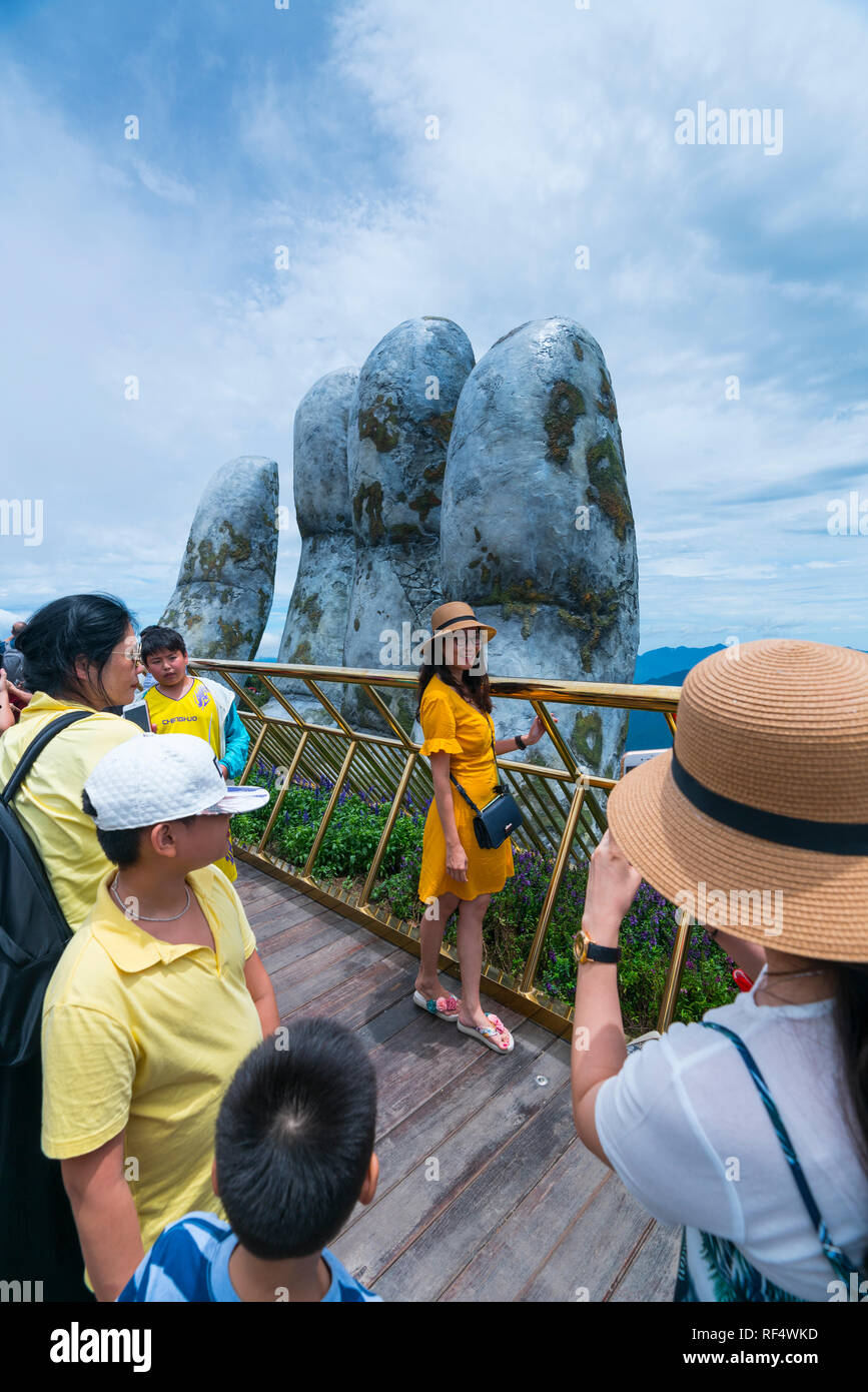 Golden Bridge, Sun World Ba Na Hills, Danang, Vietnam, Asia Stock Photo ...