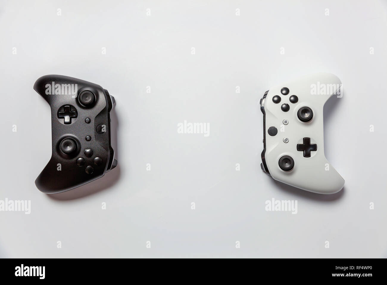 White and black two joystick gamepad, game console isolated on white ...